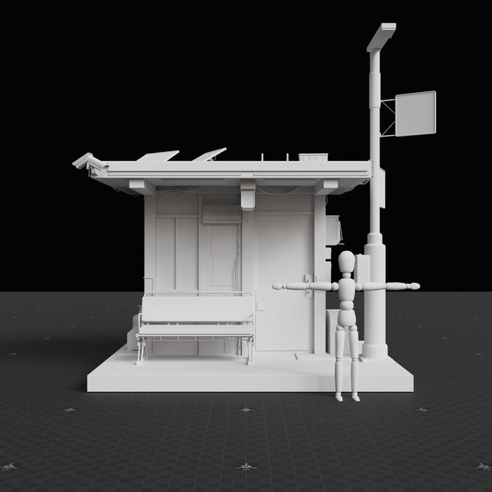 Base Mesh - Cyberpunk - Bus Stop 01